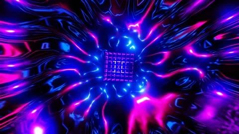pulsing neon cube in a colorful galactic... | Stock Video | Pond5
