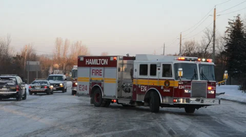 Pumper Fire Truck Setup at Crash Scene | Stock Video | Pond5