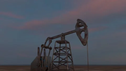 Pumping Oil Rig At Sunset. Pump Jack Ext... | Stock Video | Pond5