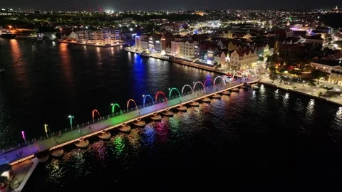 Punda At Night At Otrobanda In Willemsta... | Stock Video | Pond5