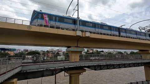 The Pune Metro on the elevated corridor ... | Stock Video | Pond5