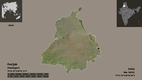 Punjab location. India. Satellite map | Stock Video | Pond5
