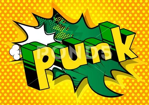 Punk - Comic book word on abstract background.: Graphic #91911993