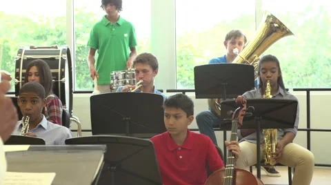 Pupils Playing Musical Instruments In Sc... | Stock Video | Pond5
