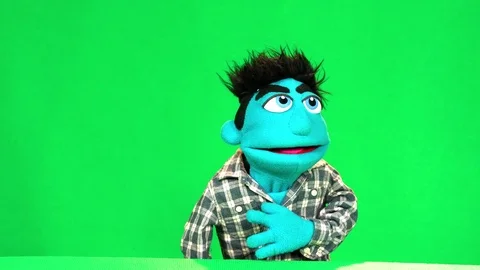 puppet on green screen meny reactions | Stock Video | Pond5