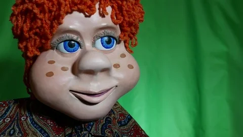 The puppet guy is a TV presenter with re... | Stock Video | Pond5