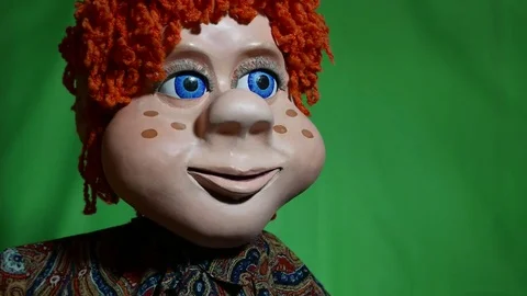 The puppet guy is a TV presenter with re... | Stock Video | Pond5