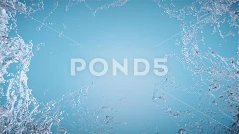 Pure water splash to border frame on blue background.: Royalty Free ...