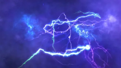 Purple and Blue Lightning Streaks Cloudy... | Stock Video | Pond5
