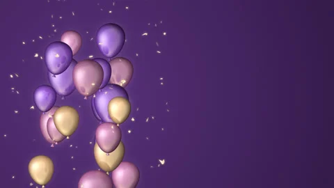 Purple and gold floating balloons, loop ... | Stock Video | Pond5