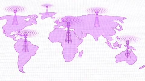 Purple color network tower wave signal a... | Stock Video | Pond5