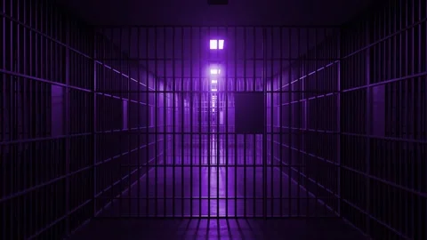Purple prison cell block with lights tur... | Stock Video | Pond5