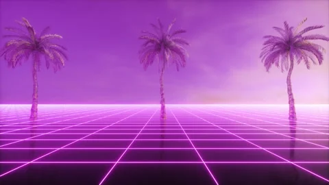 Purple Synthwave Palms Background | Stock Video | Pond5