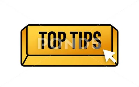 Push button with text Top tips. Vector illustration. Illustration ...