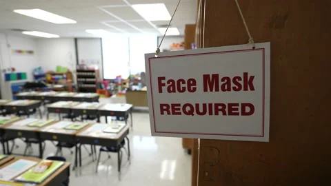 Push in on Face Mask Required sign in em... | Stock Video | Pond5