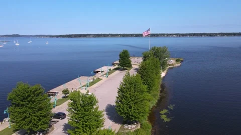 Push forward to American Flag blowing in... | Stock Video | Pond5