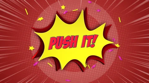 PUSH IT Comic Text Animation, with Alpha... | Stock Video | Pond5