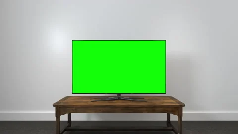 Push in to modern TV with greenscreen ke... | Stock Video | Pond5