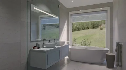 Push-in shot in modern bathroom/ensuite ... | Stock Video | Pond5