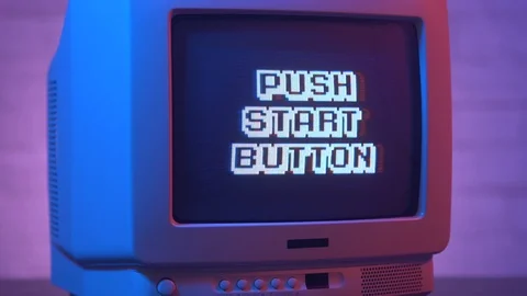 PUSH START BUTTON Vintage Video Game on ... | Stock Video | Pond5