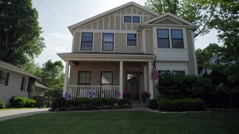 Push towards nice house in the suburbs a... | Stock Video | Pond5