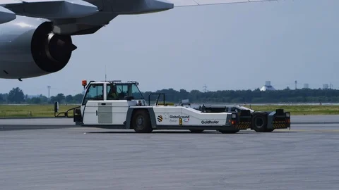 Pushback Tractor - Airport Ramp - Aircra... | Stock Video | Pond5