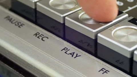 Pushing Play Button on a Vintage Tape Re... | Stock Video | Pond5