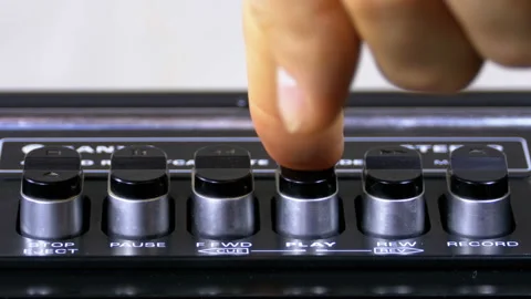 Pushing Play Button on a Vintage Tape Re... | Stock Video | Pond5