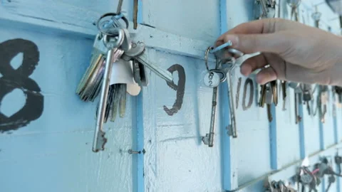 Puts Keys On The Stand With Keys At The ... | Stock Video | Pond5