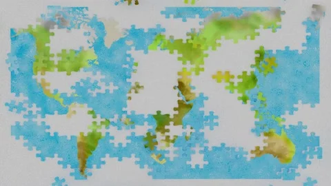 Puzzle elements make up world map - Movi... | Stock Video | Pond5