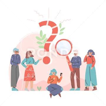 Puzzled People Character Asking Question and Searching for Answer ...
