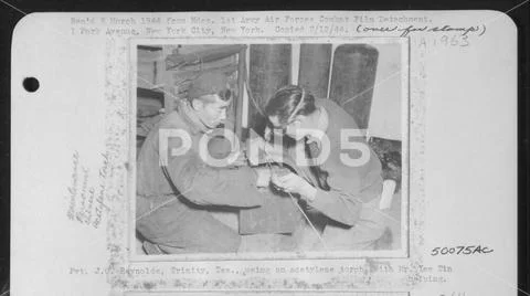 Pvt. J.O. Reynolds, Trinity, Tex., using an acetylene torch with Mr ...