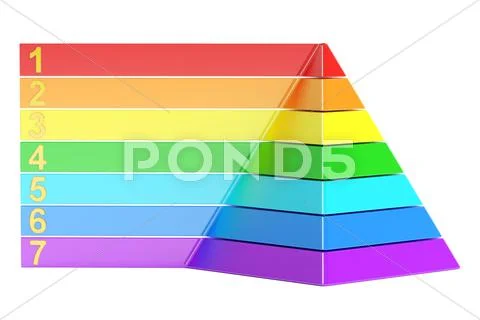 Pyramid with color levels, pyramid chart. 3d rendering Illustration ...