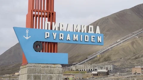 Pyramiden Sign at Abandoned Coal Mining ... | Stock Video | Pond5