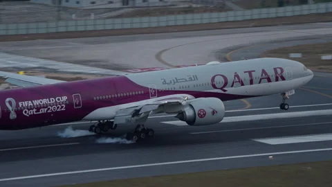 Qatar 2022 World Cup Boeing 777 Passenge... | Stock Video | Pond5