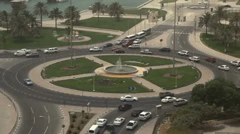 Qatar, Doha Corniche, Roundabout, Crowde... | Stock Video | Pond5