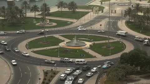 Qatar, Doha Corniche, Roundabout, Crowde... | Stock Video | Pond5