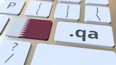 Qatari domain .qa and flag of Qatar on t... | Stock Video | Pond5
