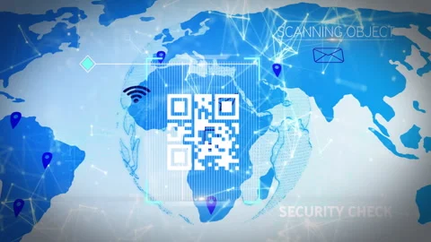 QR code and security check animation ove... | Stock Video | Pond5