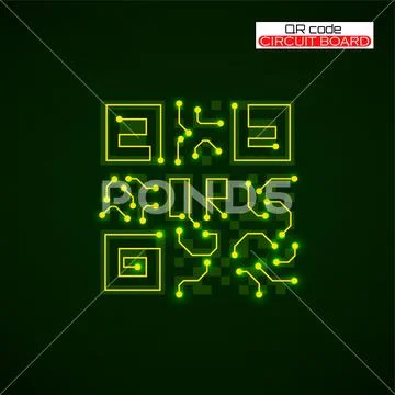Qr code with Circuit board logo. Technology code, barcode ...