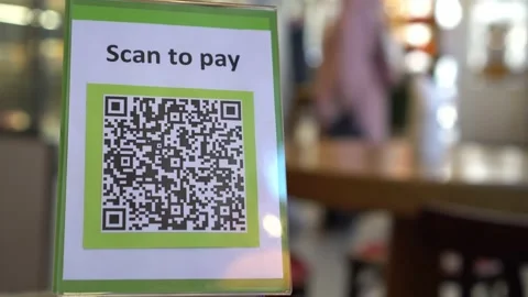 QR code payment. Pay touch-free with a Q... | Stock Video | Pond5