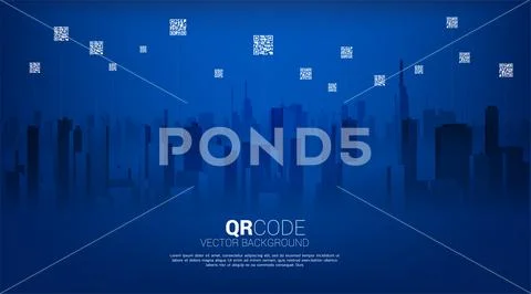 QR code technology with city background. Concept for e-commerce and ...