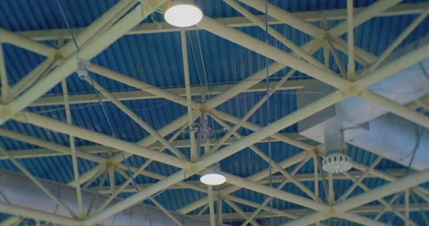 quadrocopter flies inside a large indust... | Stock Video | Pond5