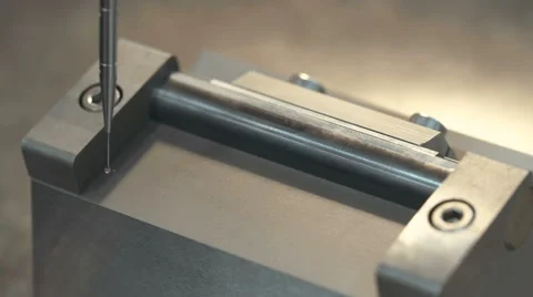 Quality control probe measuring a metal ... | Stock Video | Pond5