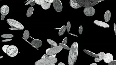 Quarters falling with Alpha Channel HD10... | Stock Video | Pond5