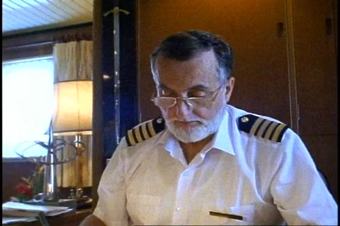 The Queen Elizabeth 2, QE2, Captain in h... | Stock Video | Pond5