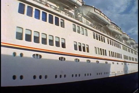 The Queen Elizabeth 2, QE2 side view, pa... | Stock Video | Pond5