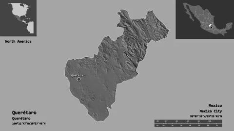 Querétaro location. Mexico. Bilevel map | Stock Video | Pond5