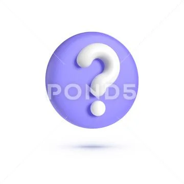 Question mark 3D icon on white background. Realistic 3d purple question ...