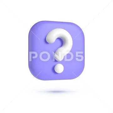 Question mark 3D icon on white background. Realistic 3d purple question ...